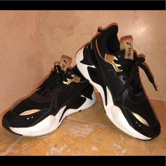 Puma | Shoes | Puma Rsx Trophies Black Gold | Poshmark